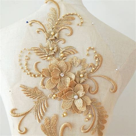 Floral Lace Applique Beaded Rhinestone Bridal Bodice 2834x905