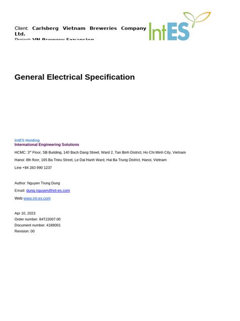 00 General Electrical Specification Pdf Electric Motor Mains