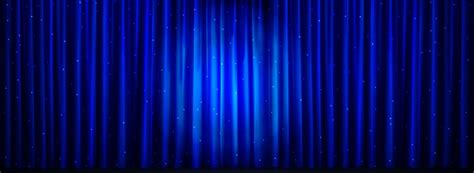 현실적인 파란색 커튼 배경 화환 조명 무료 벡터