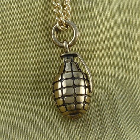 Grenade Necklace Bronze Hand Grenade Pendant Etsy