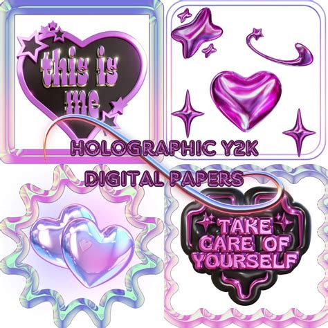 Y2k Holographic Digital Papersholographic Designy2k Patterny2k
