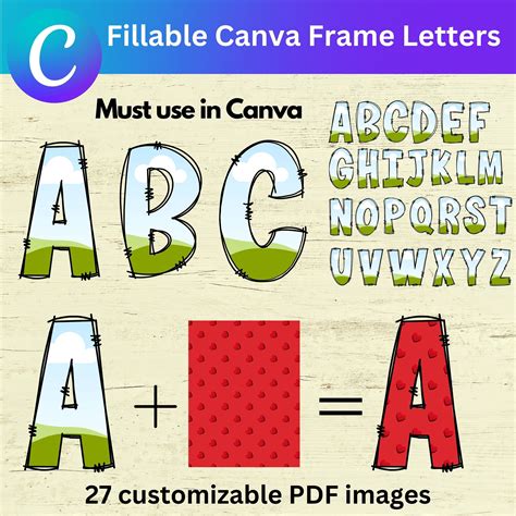 Canva Letter Frames Fillable Doodle Letters Canva Frame Canva Template Upper Case Doodle