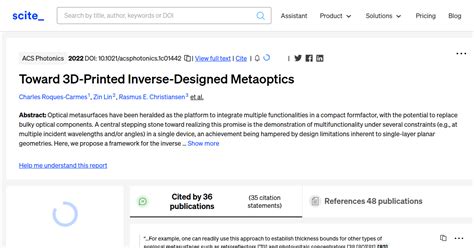 Toward 3d Printed Inverse Designed Metaoptics Scite Report