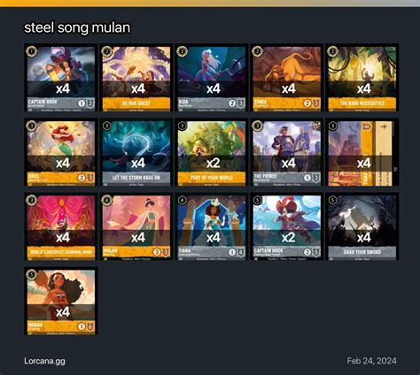 Steel Song Mulan Lorcana Deck Disney Lorcana