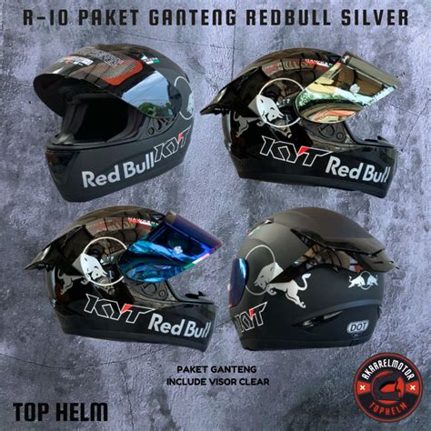 Jual Helm Kyt R10 Solid Black Redbull Silver Paket Ganteng Helm Full