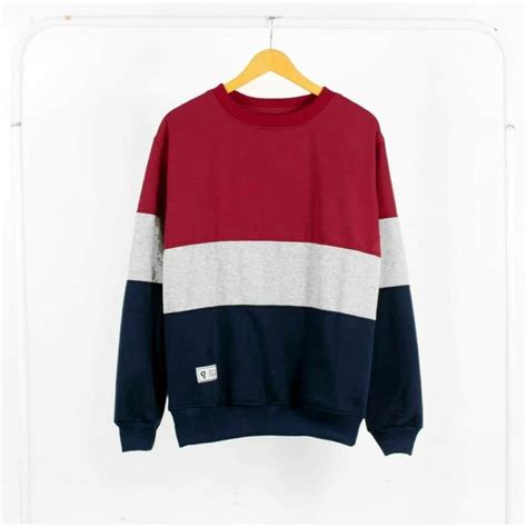 Jual Crewneck Sweatshirt Polos Basic Pria Wanita Sweater Polos Kombinasi Hitam Putih Cream