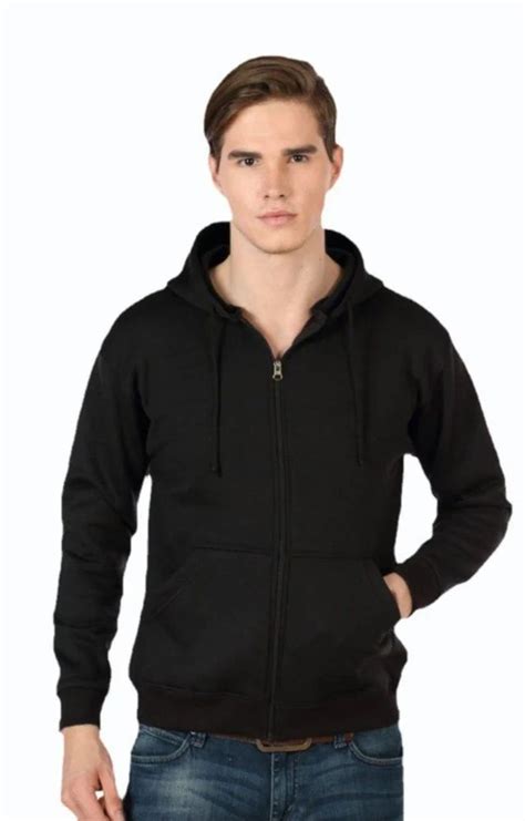 Men Black Fleece Hooded Jacket At ₹ 260 Piece In Belagavi Id 2855580189391