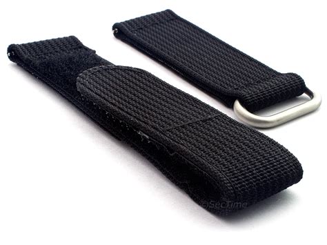 Quick Release Watch Strap Ribbed Nylon Hook And Loop Tp Black 19mm 03ht19ab07