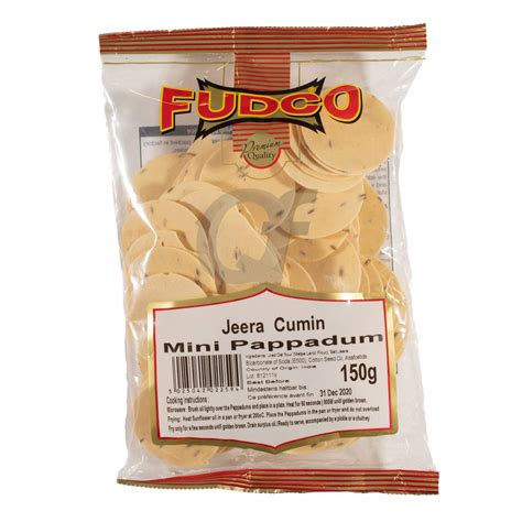 Fudco Mini Jeera Cumin Poppadom 150g Mini Poppadoms