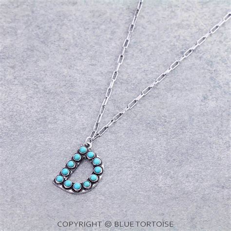 Initial D” Stone Pendant Necklace Bluetortoisewholesale