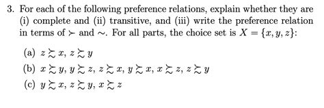 Solved 3 For Each Of The Following Preference Relations