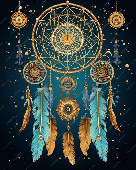 Premium Photo Illustration Of A Dream Catcher With Feathers And A
