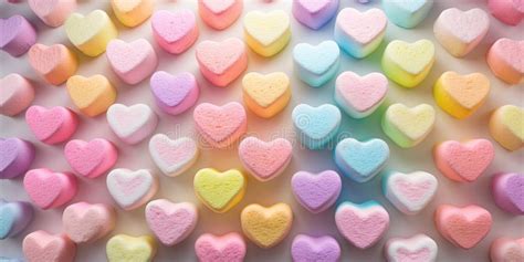 Colorful Heart Shaped Marshmallows Arranged In An Appealing Pattern