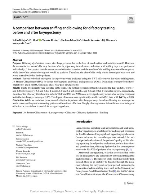 A Comparison Between Sniffing And Blowing For Olfactory Testing Before