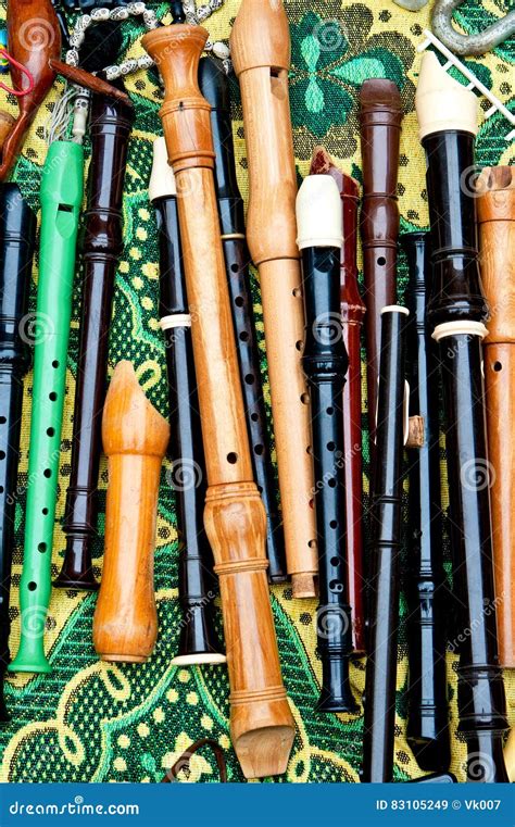 Flutes Of Different Types On A Bright Background Stock Image Image Of