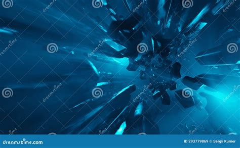 3d Loop Animation Abstract Objects Flying Through In Space With Dim