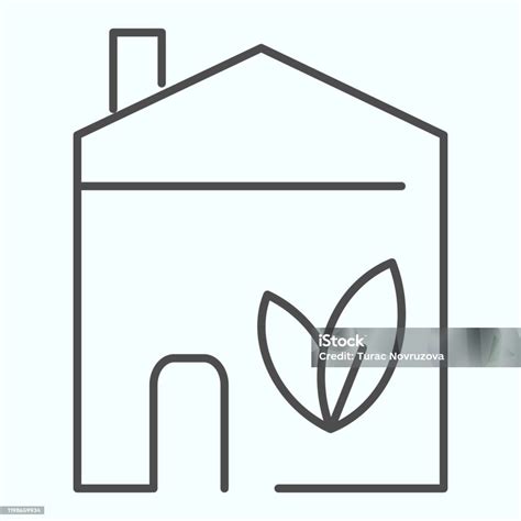 Ilustración De Casa Con Hojas Delgadas Icono De Línea Ilustración