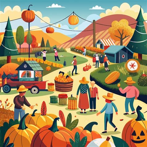 A Poster With A Picture Of A Pumpkin Patch And A Pumpkin Patch