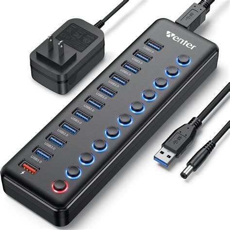 Powered Usb Hub Wenter 11 Port Usb Splitter Hub 10 Faster