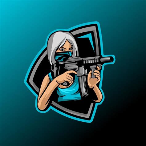 Female Character Esport Logo Using A Sniper Sexy And Beautiful Team