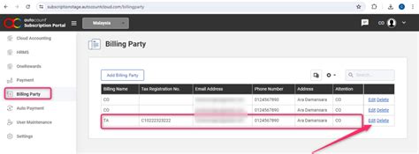 Auto Count HRMS User Guide For Updating Billing Party Information For E Invoice AutoCount