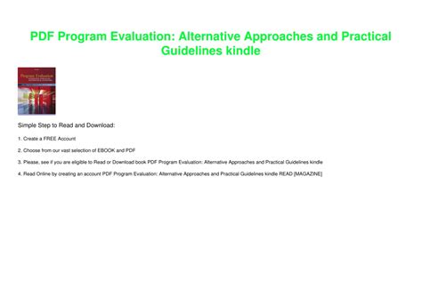 Ppt Pdf Program Evaluation Alternative Approaches And Practical