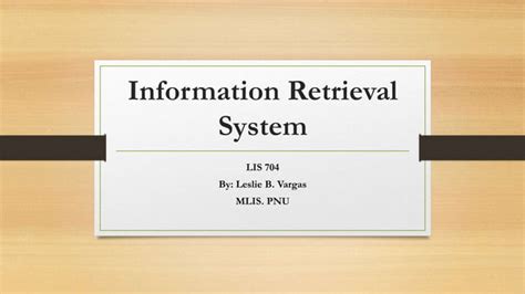 Information Retrieval System Ppt