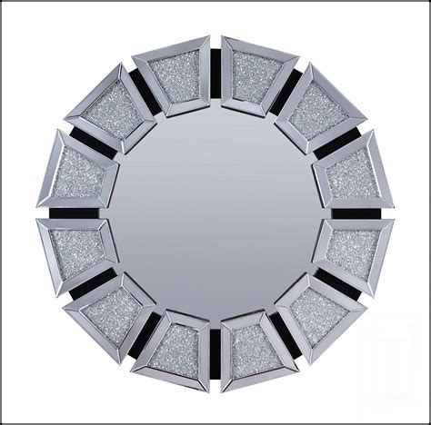 Ebern Designs Noralie Mirrored Faux Diamonds Accent Mirror With