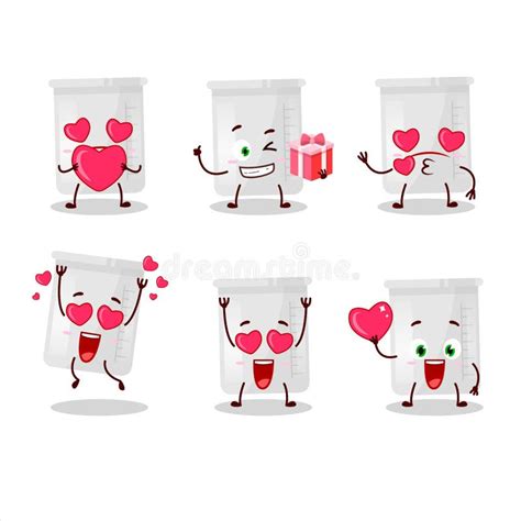 Science Bottle Cartoon Character With Love Cute Emoticon Stock Vector