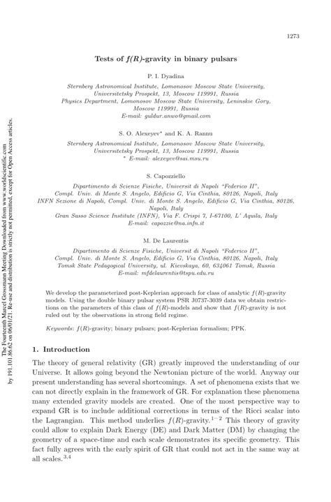 pdf tests of f r gravity in binary pulsars