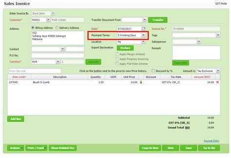 Payment Term How To Add Payment Terms Clause To Invoice Treezsoft