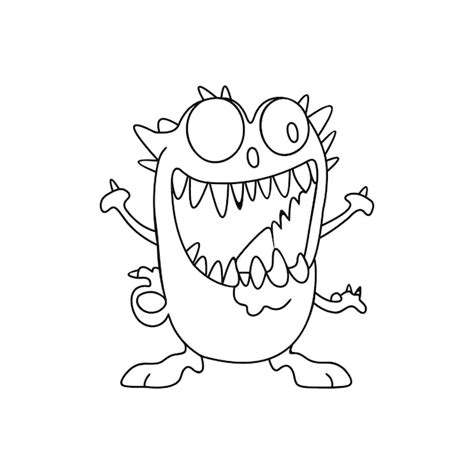 Premium Vector Monster Funny Character Hand Draw Cartoon Style