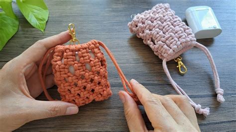 Diy Macrame Mini Pouch Keychain Drawstring Pouch Chompu Macrame In