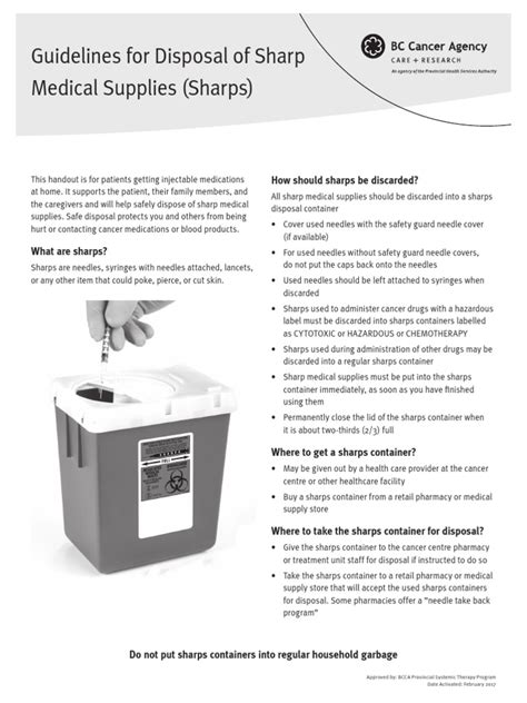 Safe Disposal Guide For Medical Sharps Pdf Pharmacology Health
