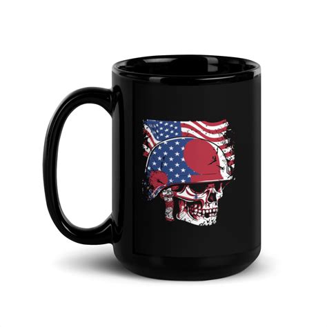 American Skull Tear Black Glossy Mug Meachs Military Memorabilia And More