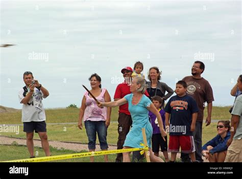 A Demonstration Of Atlatl Use In Badlands National Park Showcasing