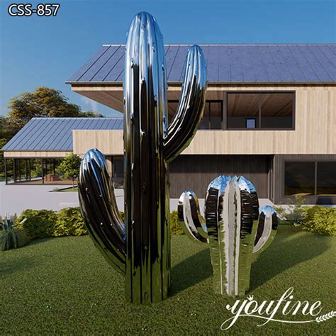Large Metal Cactus Sculpture For Outdoor Lawn Stainless Steel Sculpture