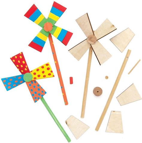 Baker Ross Houten Windmolentjes 5 Stuks Knutselspullen En Knutselsets