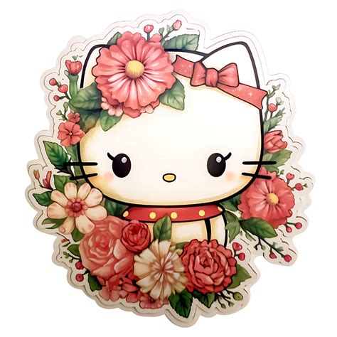 Floral Hello Kitty In A Collar Dtf Direct To Film Transfer Twisted