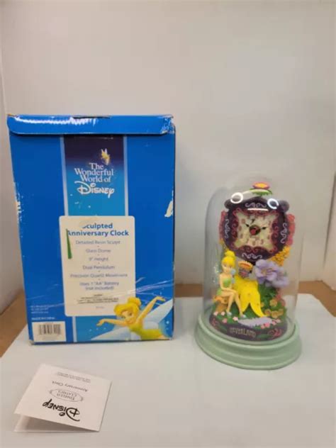 Disney Tinkerbell Sculpted Anniversary Clock In Original Box W Glass