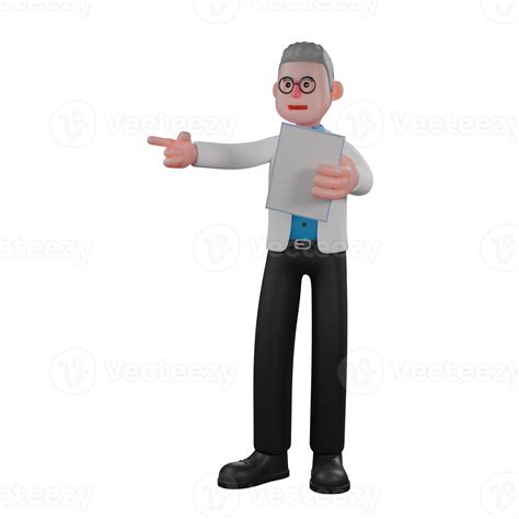 Cartoon Illustrated Of A Male Physicist A Male Physicist Stands