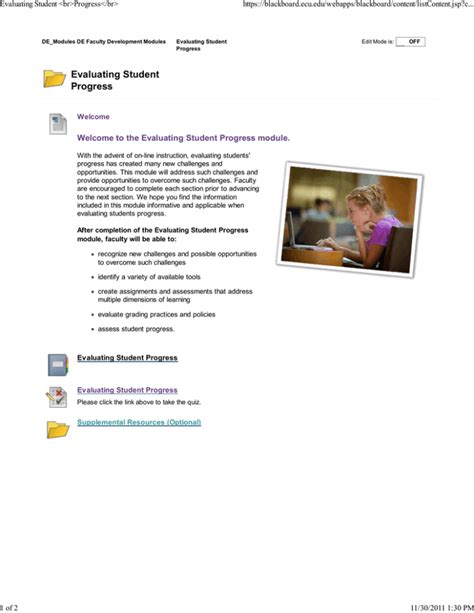 Evaluating Student Progress