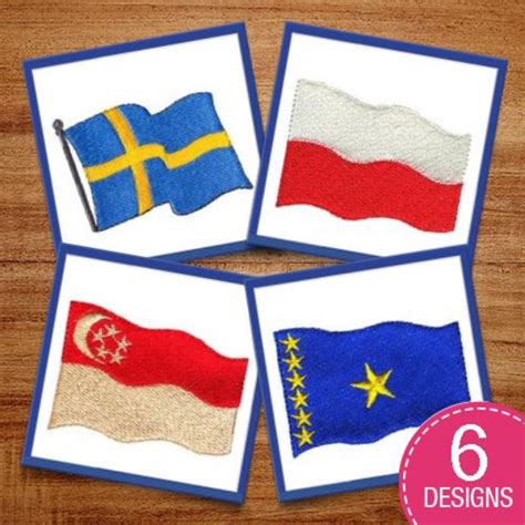 Countries Flags International Embroidery Design Pack Embroidery Sets