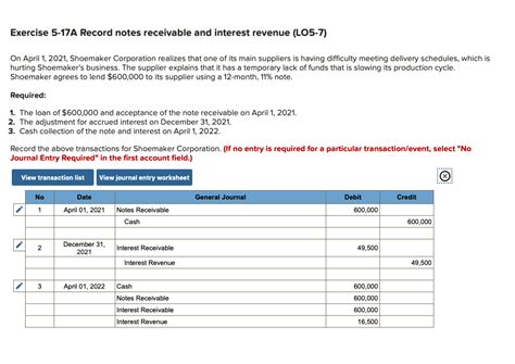 solved exercise 5 17a record notes receivable and interest