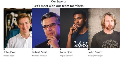 bootstrap responsive our team section team profile hover effect