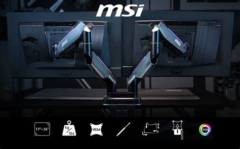 Msi Mpg Mt201dr Premium Rgb Dual Monitor Stand Arms 17 35 Support