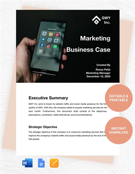 Free Business Case Templates To Edit Online Free Business Case Templates To Edit Online