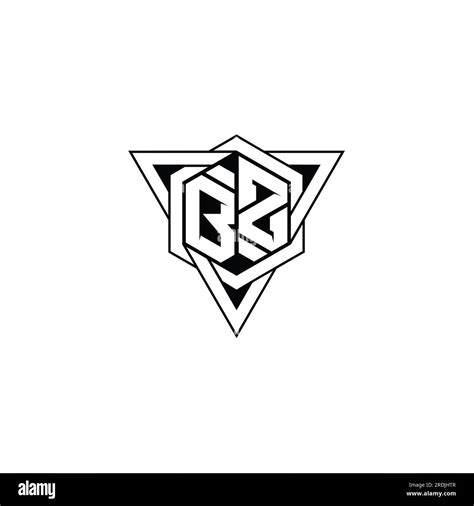 Bz Letter Logo Monogram Hexagon Shape With Triangle Geometric Outline Sharp Modern Style Design