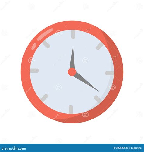 Red Clock Icon In Flat Design Style Red Analogue Wall Clock Vector