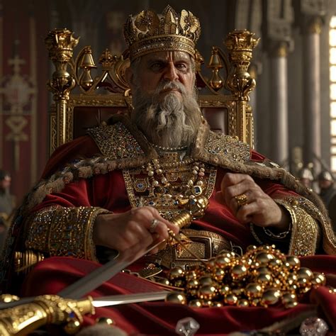 A Man In A Kings Crown Sits In A Golden Throne Premium Ai Generated Image